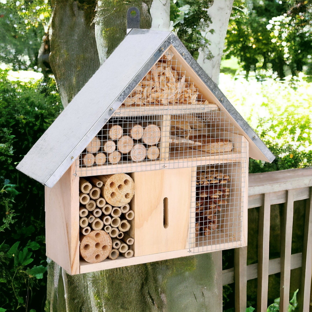 Handmade Wooden Insect House for Bees, Butterfly Hotel, Bee House ...