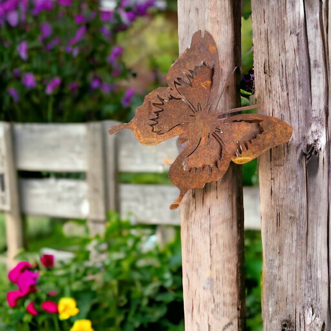 Rusty Metal Butterfly Garden Ornament, Rusty Metal Decoration, Garden ...