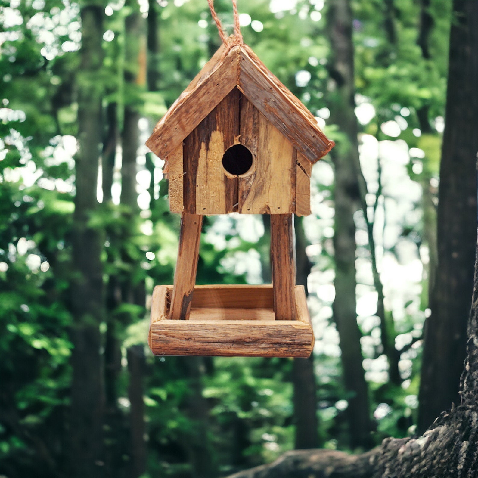 Log Cabin Style Wooden Bird House Bird Feeder, Unique Garden Lovers ...
