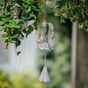 Cast Iron Hanging Bird Wind Chimes, Vintage Metal Bell Chime Garden ...