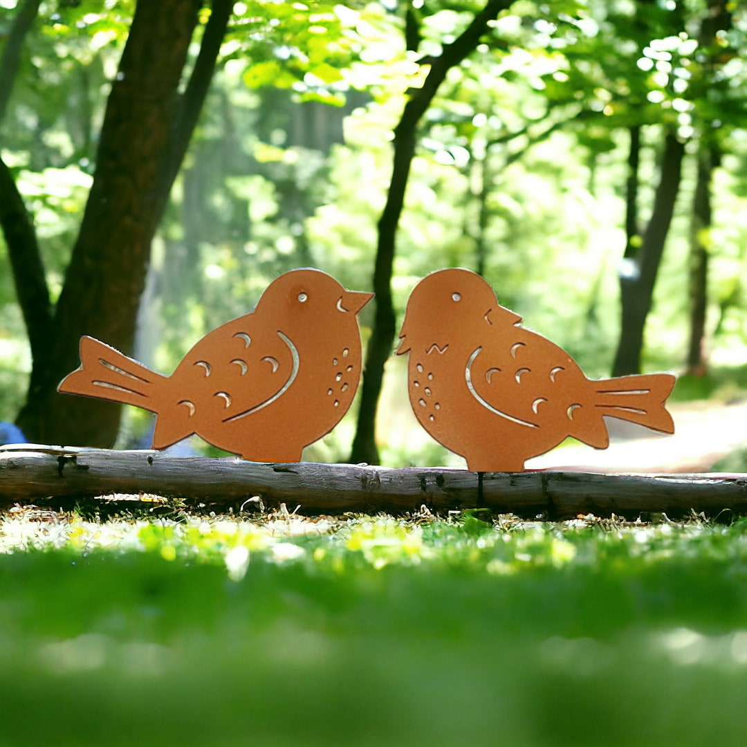 Rusty Metal Birds Garden Ornaments, 2 Piece Rusty Metal Birds Set ...