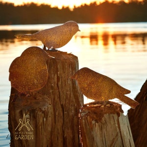 Rusty Birds Garden Decoration, 4 Piece Rusty Metal Birds Set, Garden ...