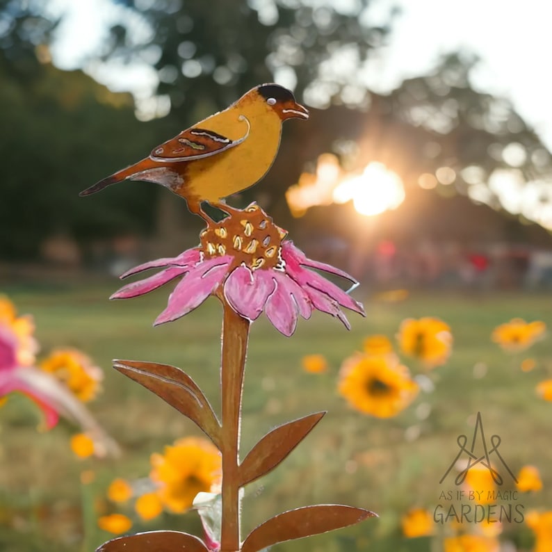 Colourful Metal Birds Garden Decoration, Rusty Metal Bird Garden Stake ...