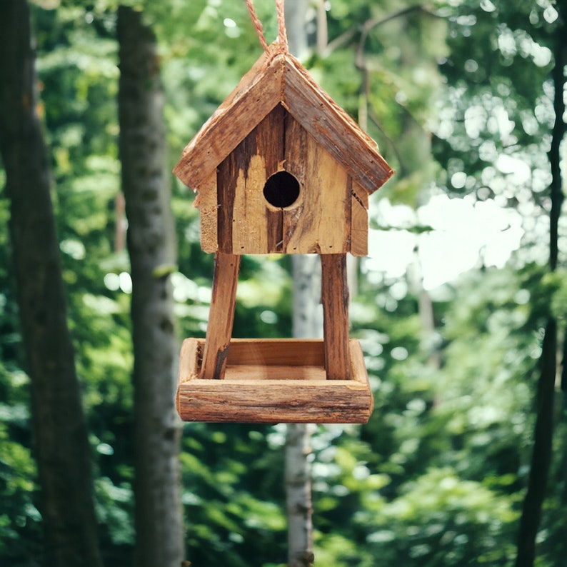 Log Cabin Style Wooden Bird House Bird Feeder, Unique Garden Lovers ...