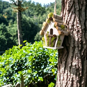 Thatched Roof Wooden Bird House, Unique Wood Bird House Garden Decor ...