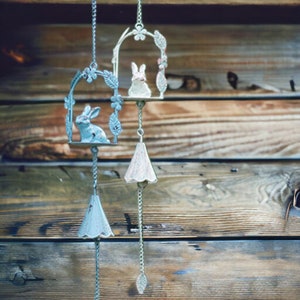 Cast Iron Hanging Bird Wind Chimes, Vintage Metal Bell Chime Garden ...