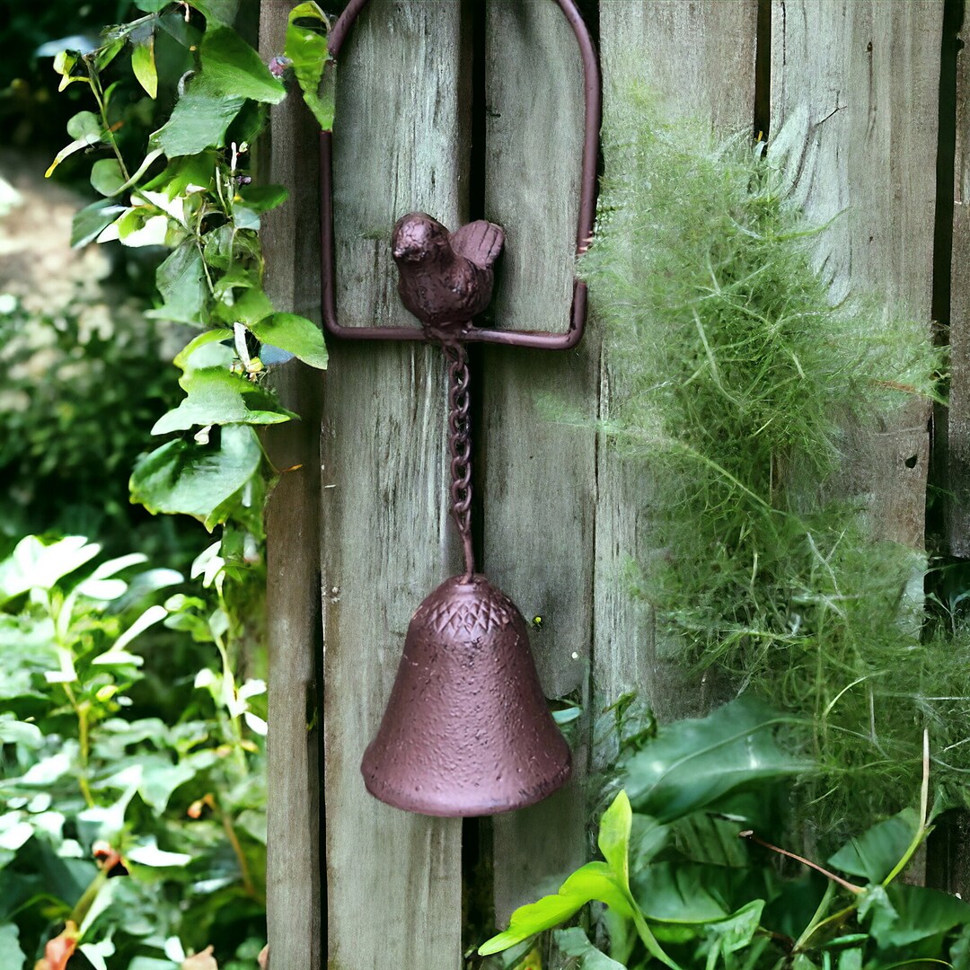 Cast Iron Hanging Bird Wind Chimes, Vintage Metal Bell Chime Garden ...