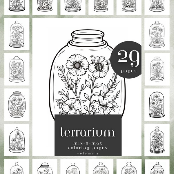 Terrarium Coloring Pages - Etsy