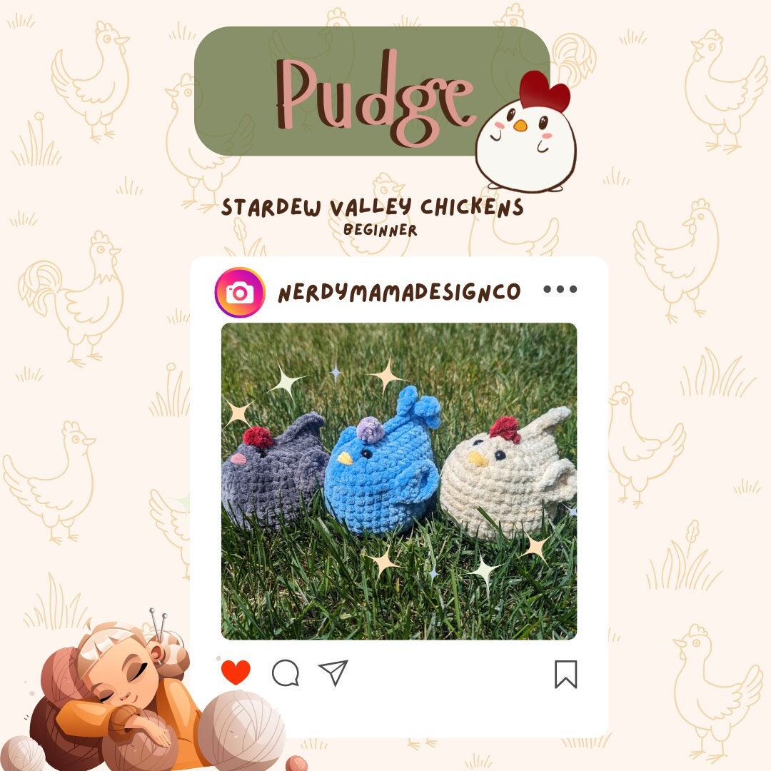 Pudge the Stardew Chicken Crochet Pattern, Blue Chicken, Void Chicken ...