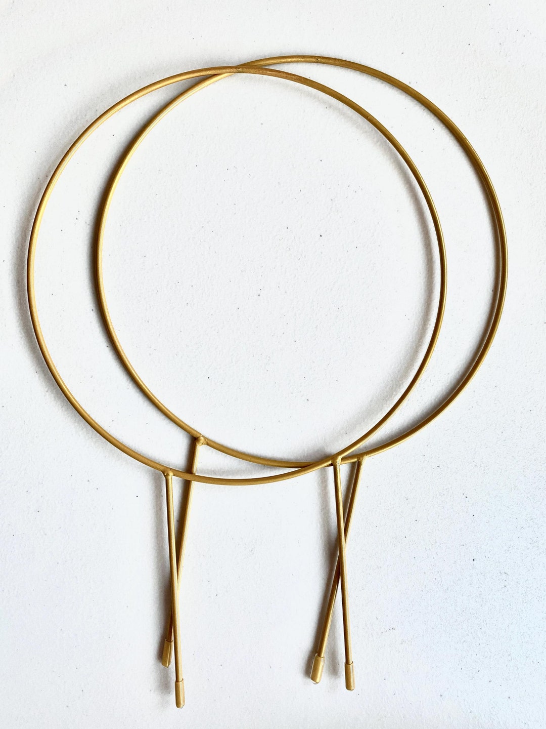 2 Gold Circle Trellises 10"w (diameter) X 15"h X 4" (space Between Legs ...