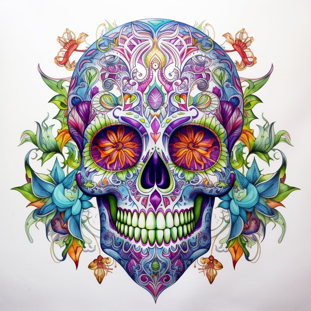 100+ Colorful Sugar Skull Tattoo Designs: Unique, Detailed ...