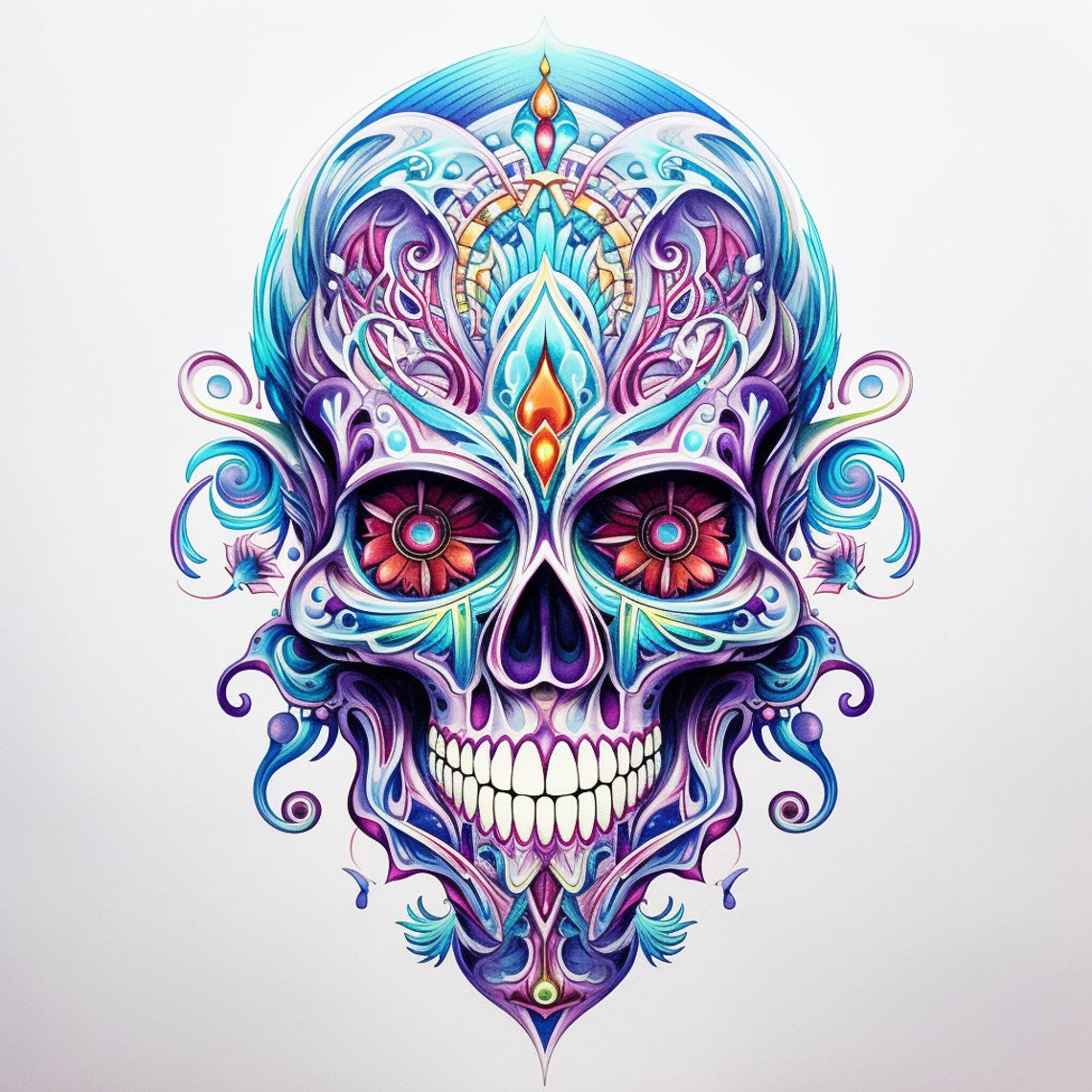 100+ Colorful Sugar Skull Tattoo Designs: Unique, Detailed ...