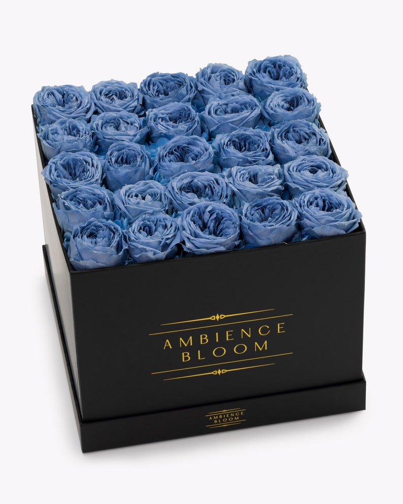 Azure Preserved Roses With Oud Scent, Eternal Blooms in Box - Etsy