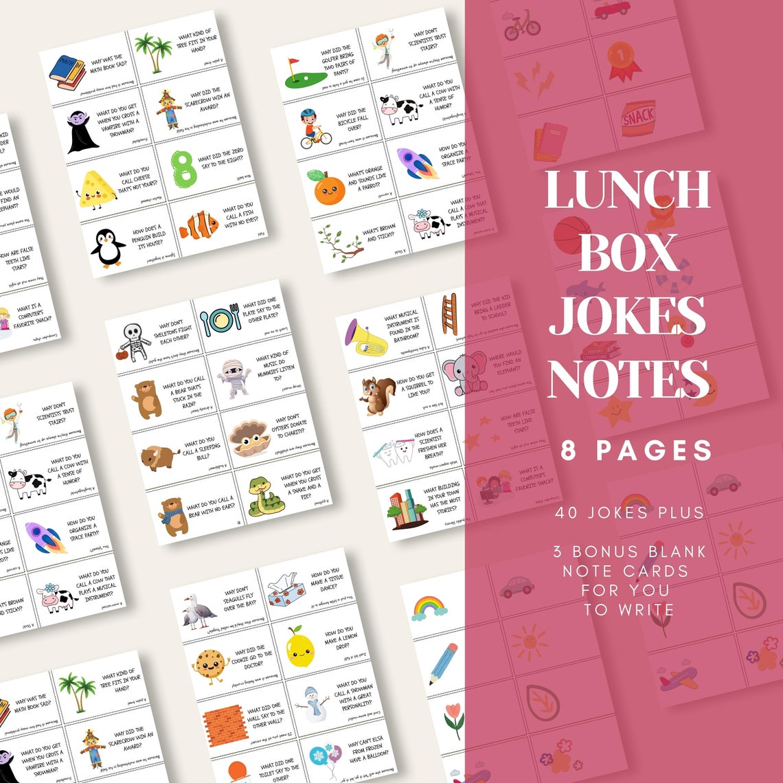 Lunch Box Jokes, Lunch Notes for Kids, Lunch Box Notes, Lunchbox Jokes ...