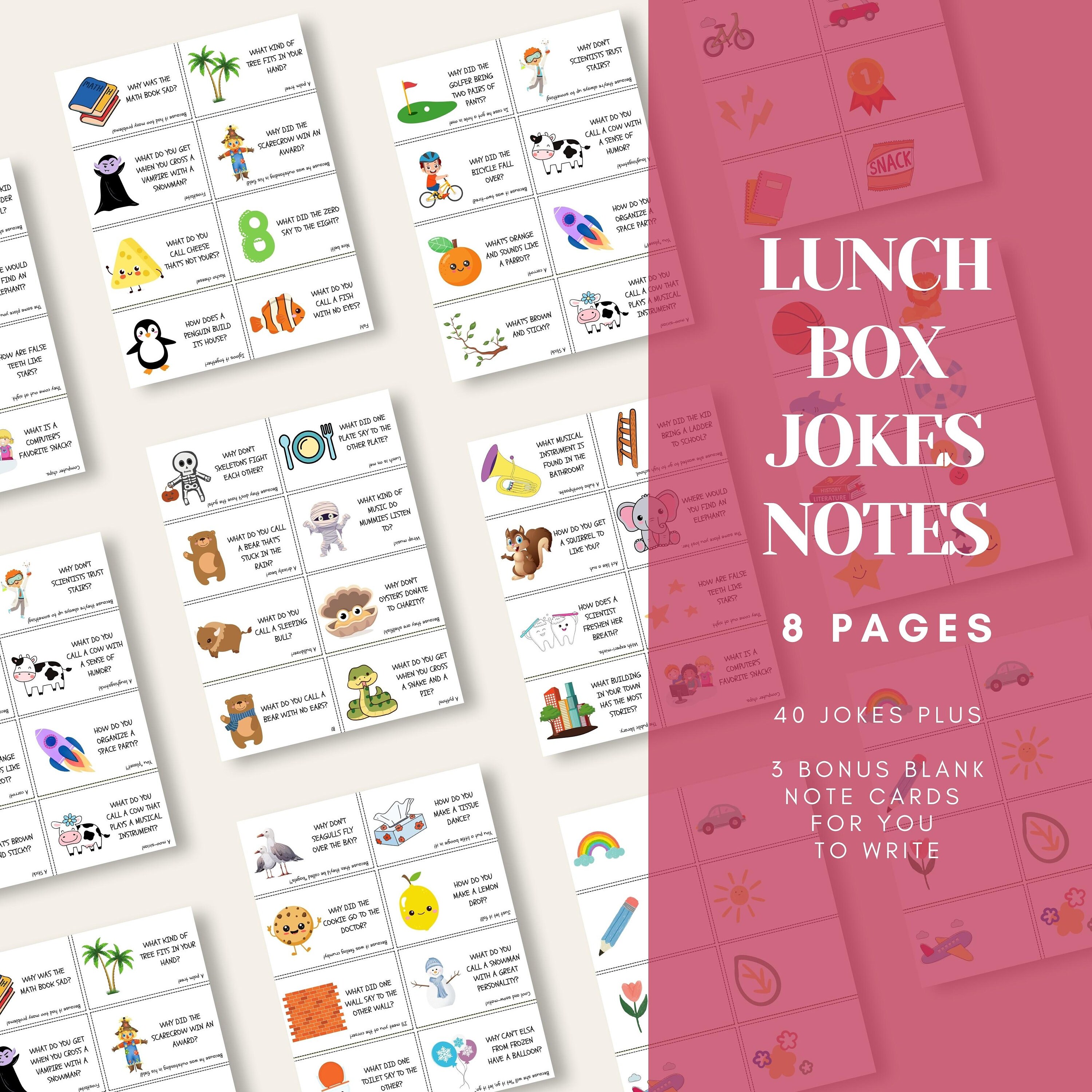 Lunch Box Jokes, Lunch Notes for Kids, Lunch Box Notes, Lunchbox Jokes ...