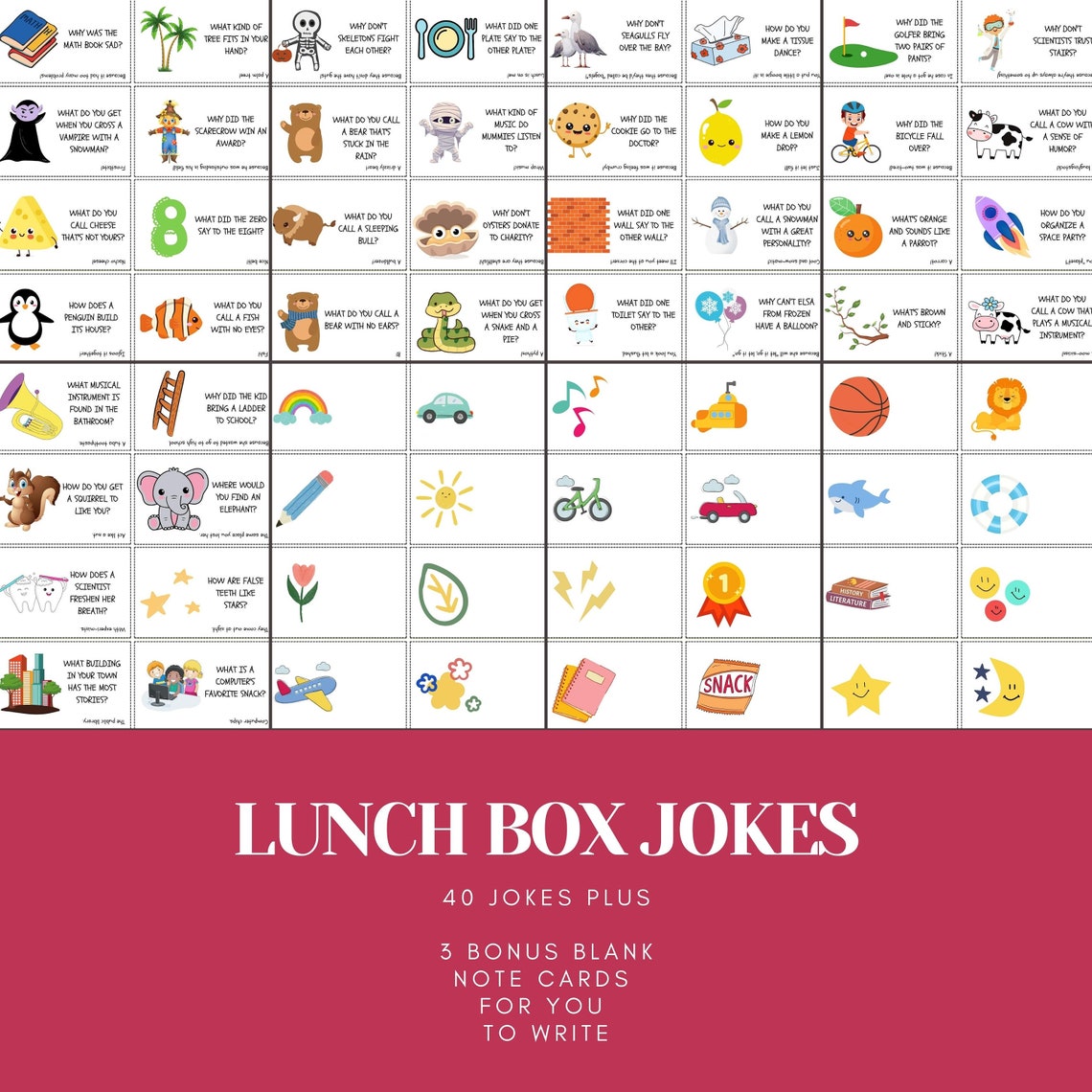 Lunch Box Jokes, Lunch Notes for Kids, Lunch Box Notes, Lunchbox Jokes ...