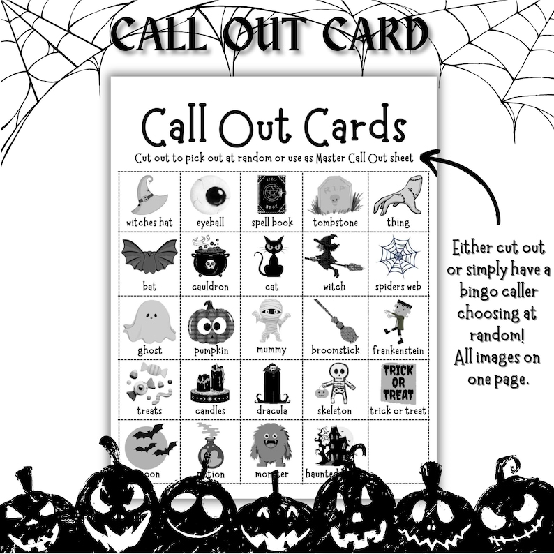 30 Halloween Bingo Cards Game Printable, Kids Halloween Party Game, Fun ...