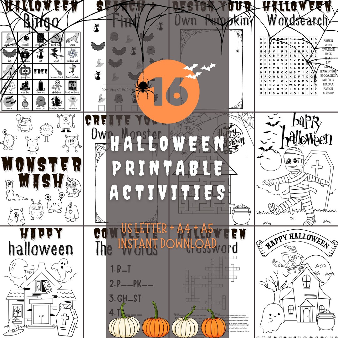 Hojas para colorear de Halloween, Actividad de Halloween imprimible ...