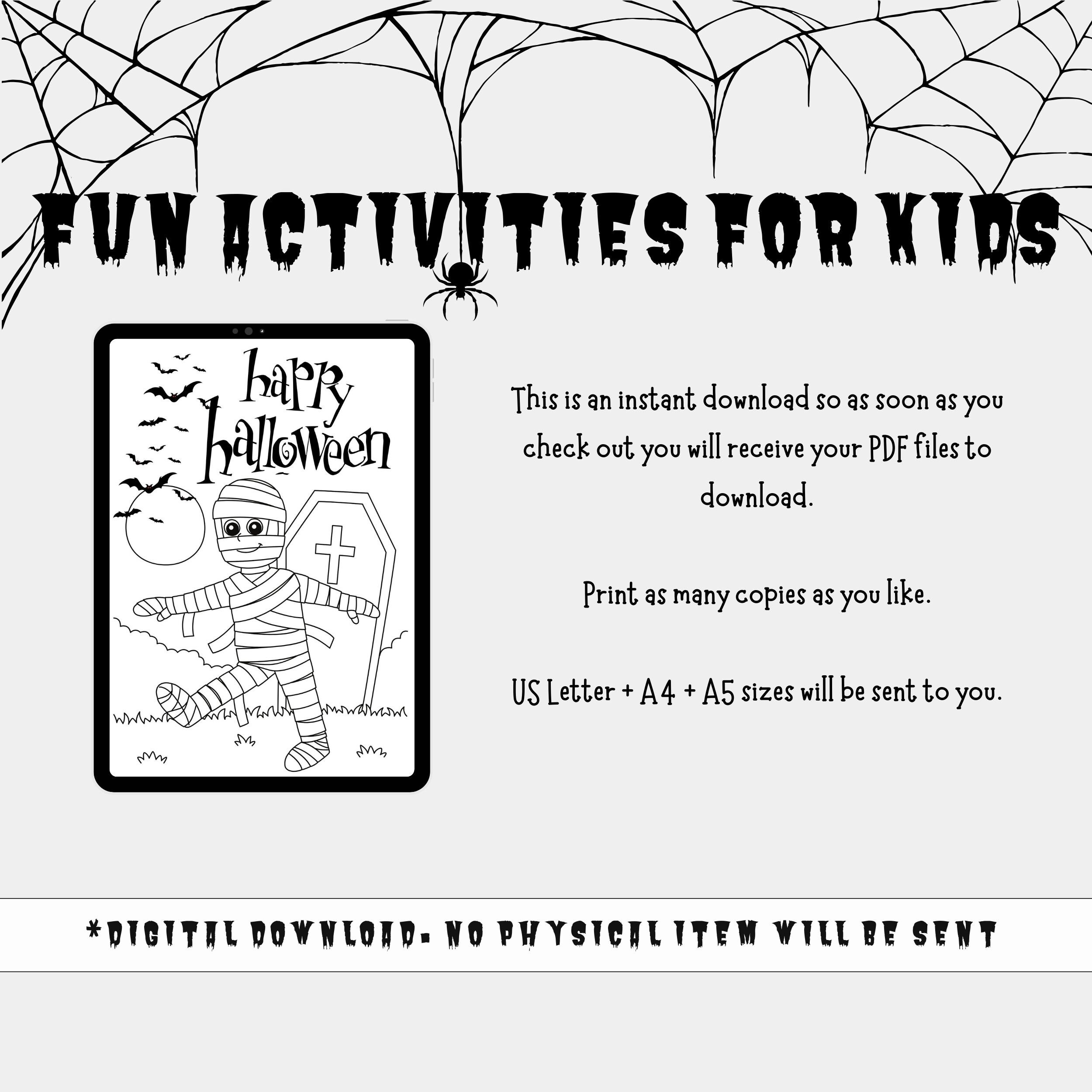 Halloween Activity Pack Printable, Halloween Coloring Sheets, Halloween ...
