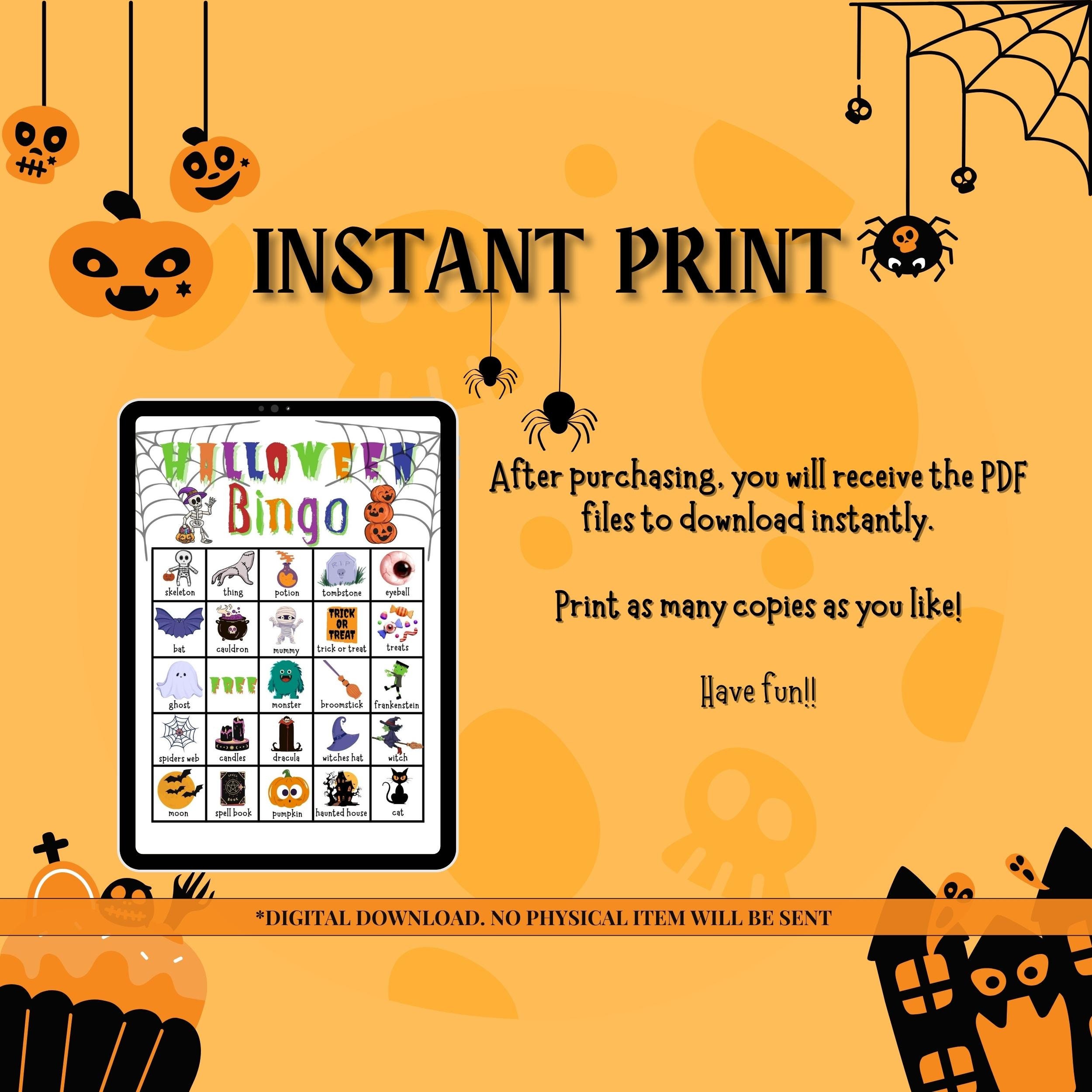 Halloween Bingo Game Printable Kids Halloween Party Game Fun - Etsy