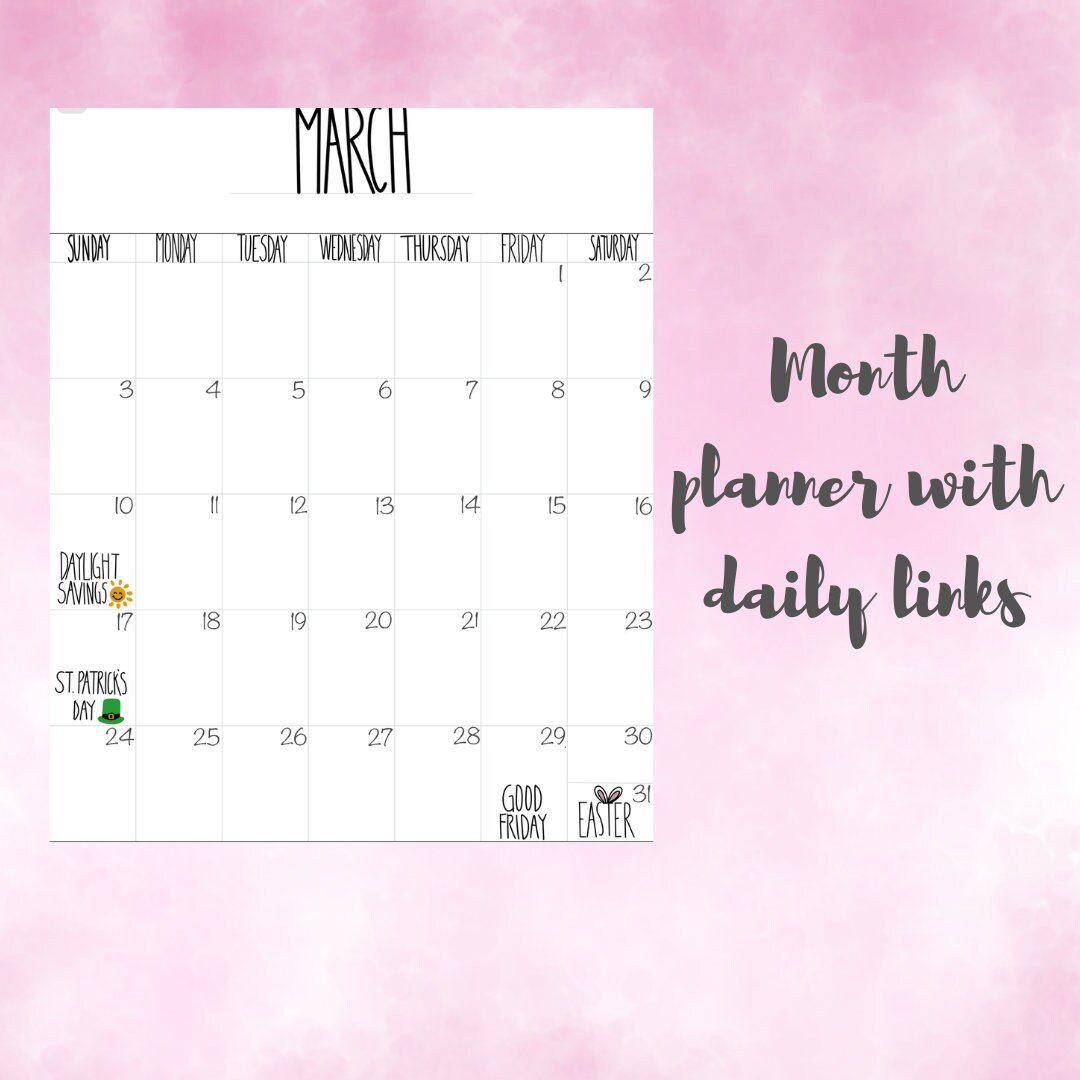 Editable March Calendar, Goodnotes File, Dated Calender, March Daily ...