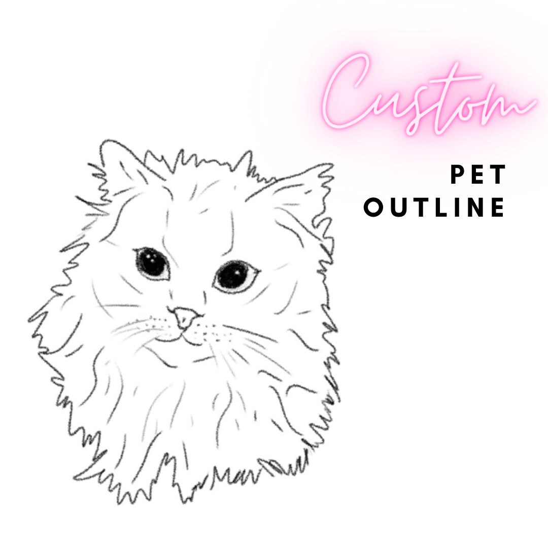 Custom Pet Outline Drawing, Pet Tattoo Design, Hand Drawn Art, Dog ...