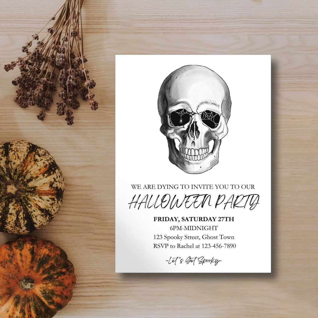 Skeleton Invitation Template Halloween Party Invite - Etsy