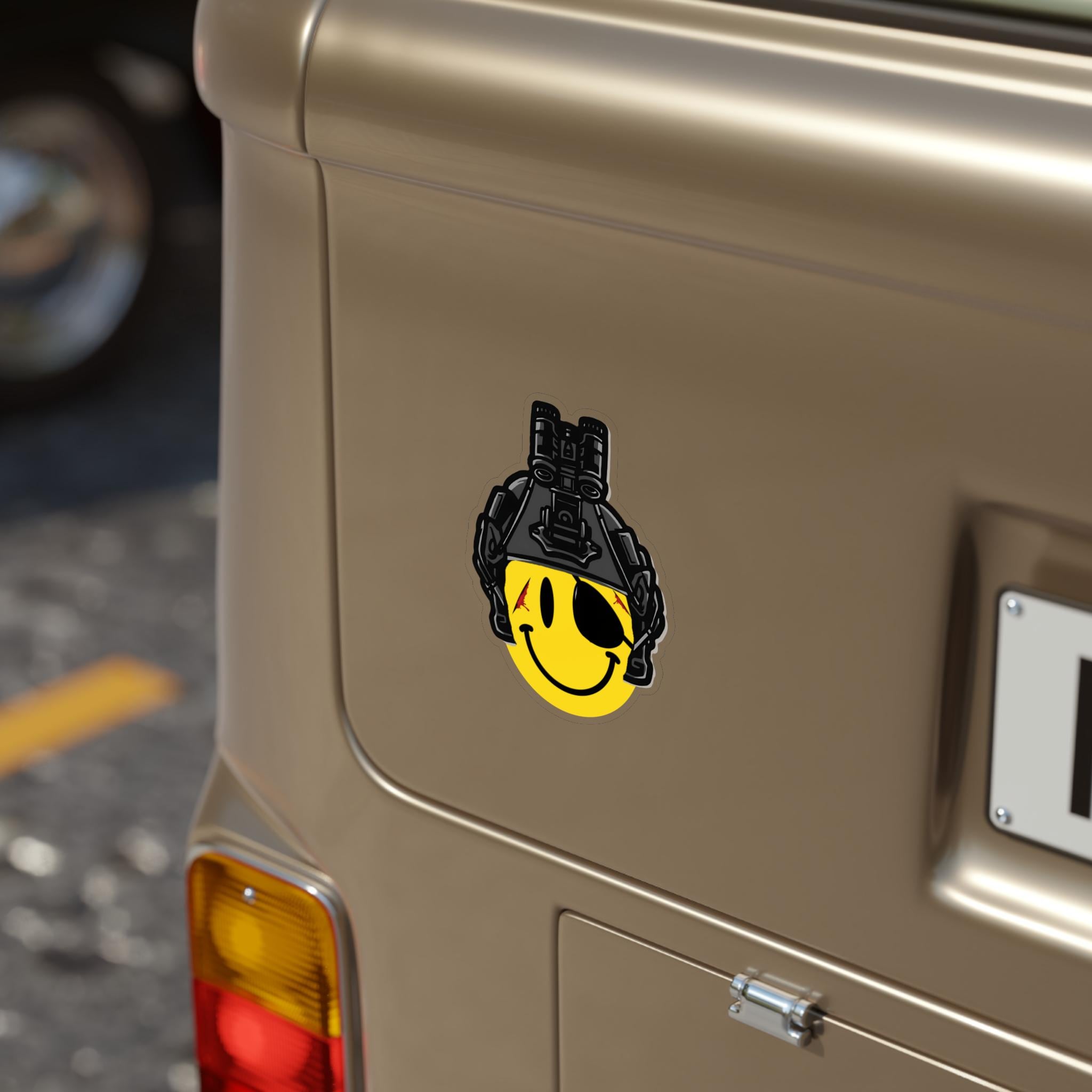Tactical Smiley Face Sticker - Battle-ready Design W/helmet - Vinyl ...