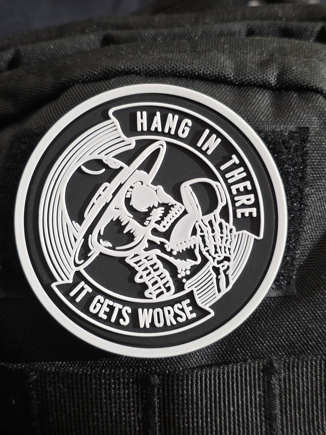 Hang in There – It Gets Worse, Trooper Skeleton Hat Patch | 3x3" PVC ...