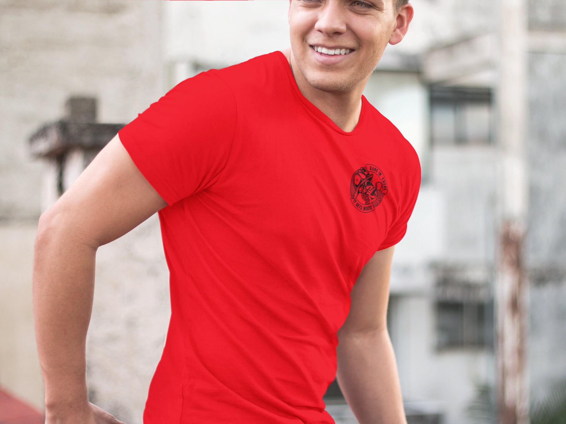 Funny Firefighter Shirt, Hang in There - It Gets Worse Tee, First ...