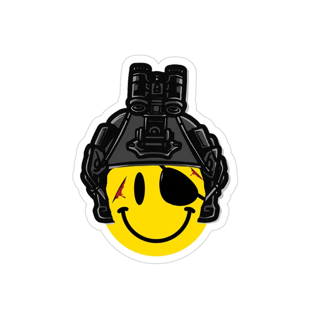 Tactical Smiley Face Sticker - Battle-ready Design W/helmet - Vinyl ...