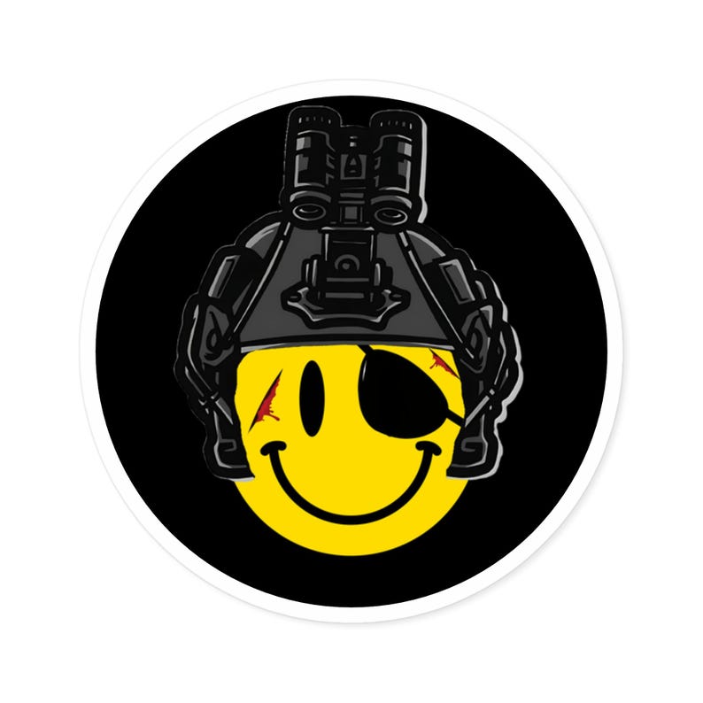 Tactical Smiley Face Sticker - Battle-ready Design W/helmet - Vinyl ...