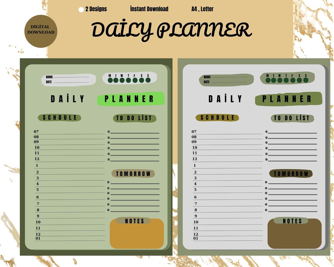 Daily Planner,digital Download,planner Download,daily Planner,planned ...