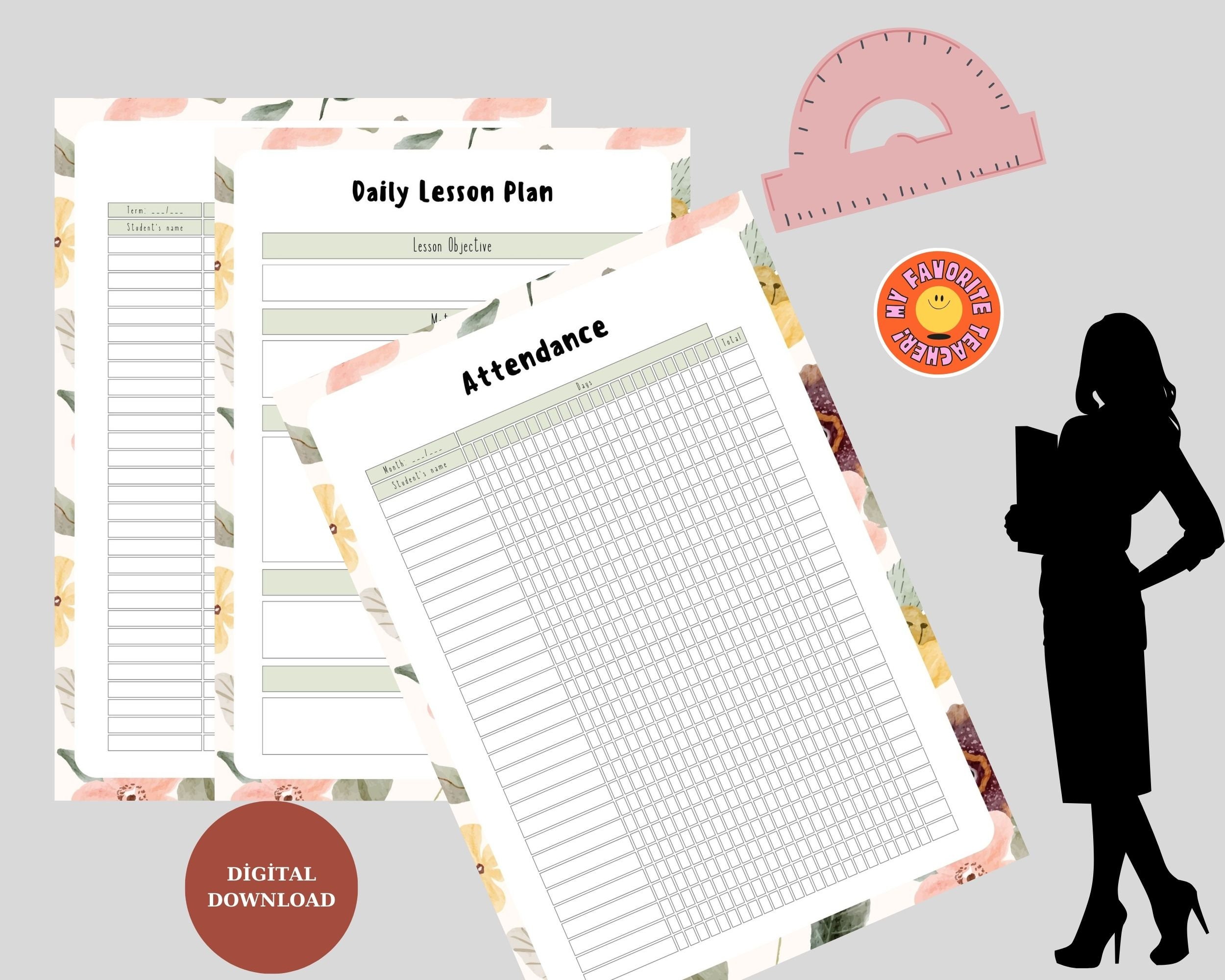 Teacher Planner,digital Download,student Lesson,teacher,download ...