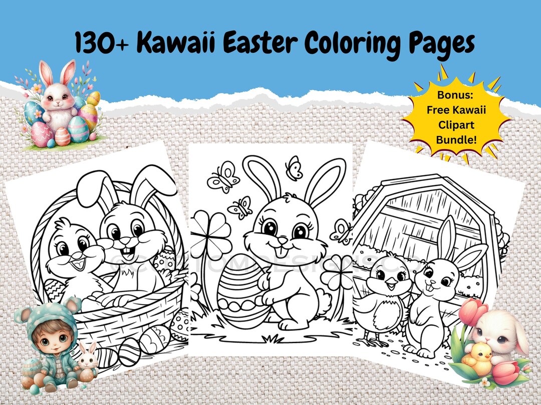 Kawaii Easter Coloring Pages Coloring Pages PDF Easter Kawaii Coloring ...