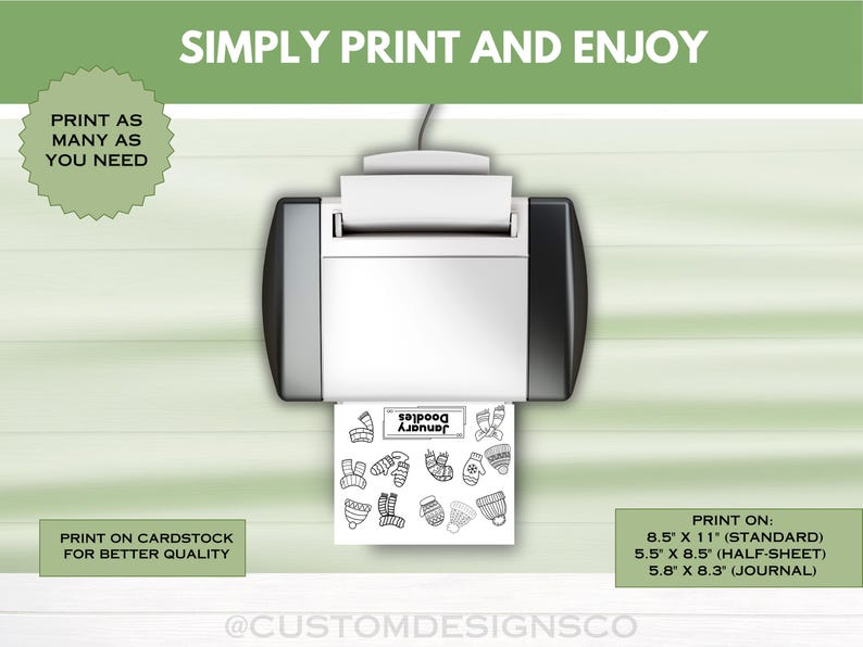 Monthly Doodle Pages Bundle - Printable - Digital Planner Pages ...