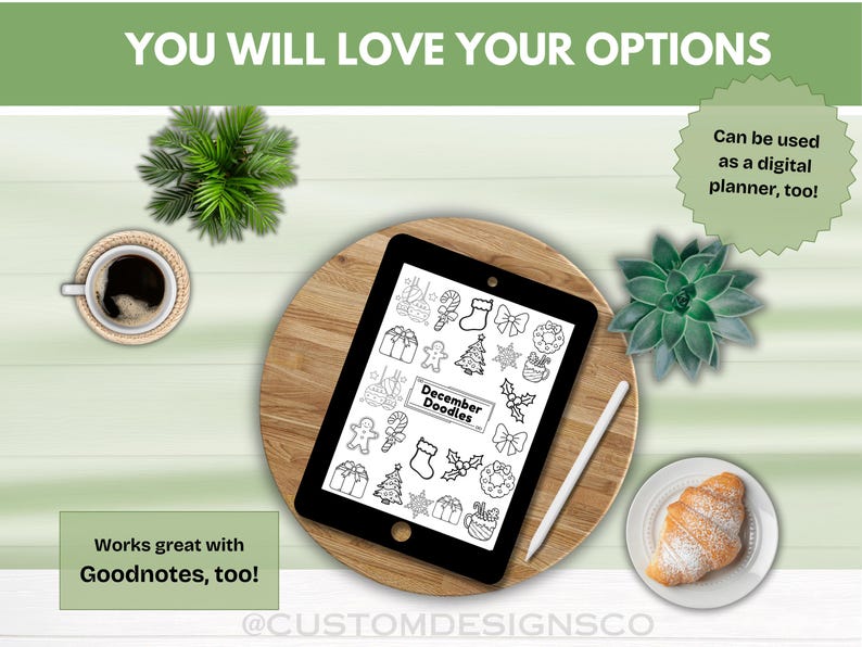 Monthly Doodle Pages Bundle - Printable - Digital Planner Pages ...