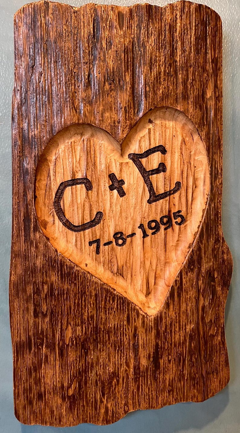 Heart and Initials With Date Carved Into Tree - Etsy