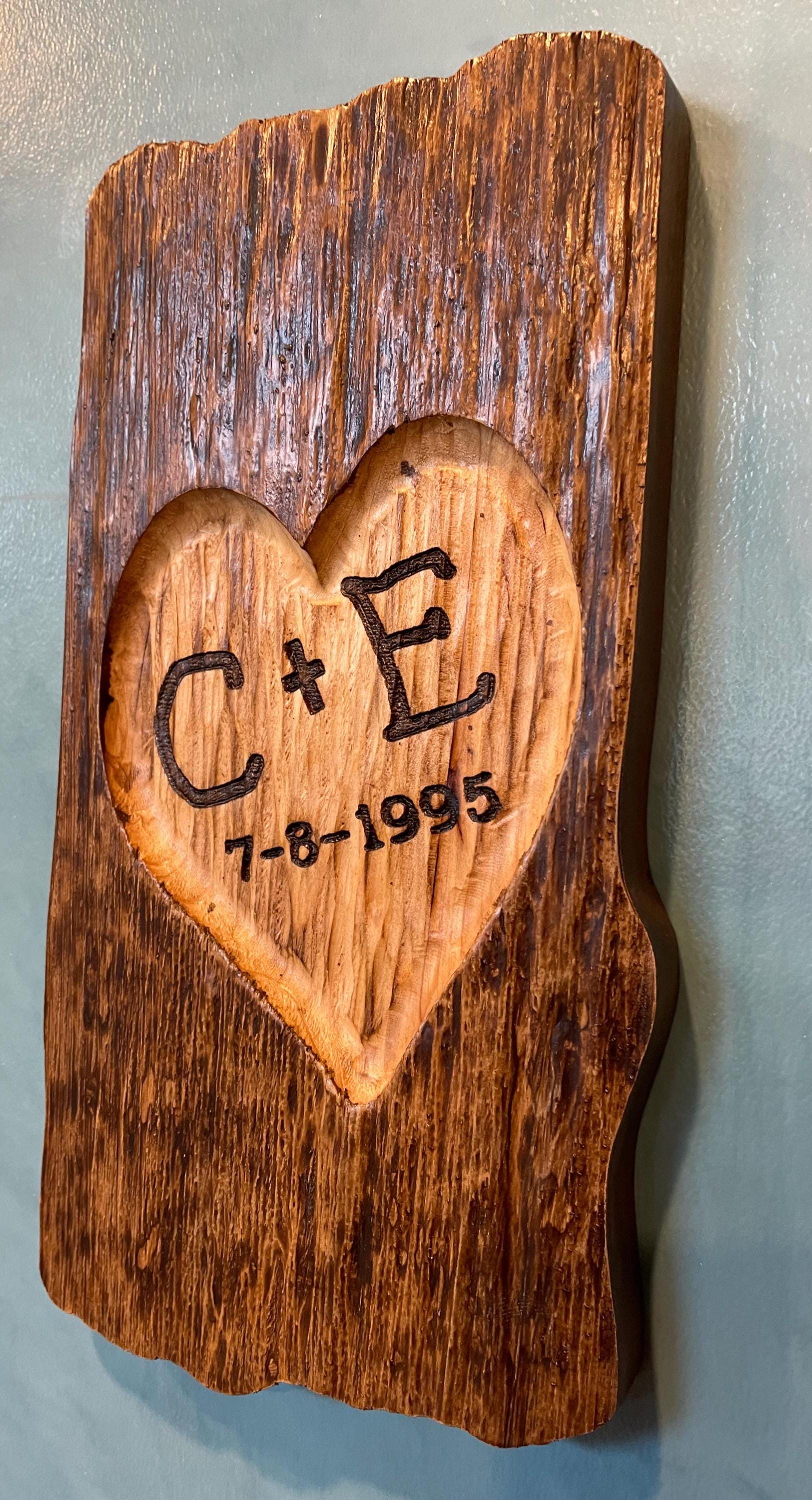 Heart and Initials With Date Carved Into Tree - Etsy