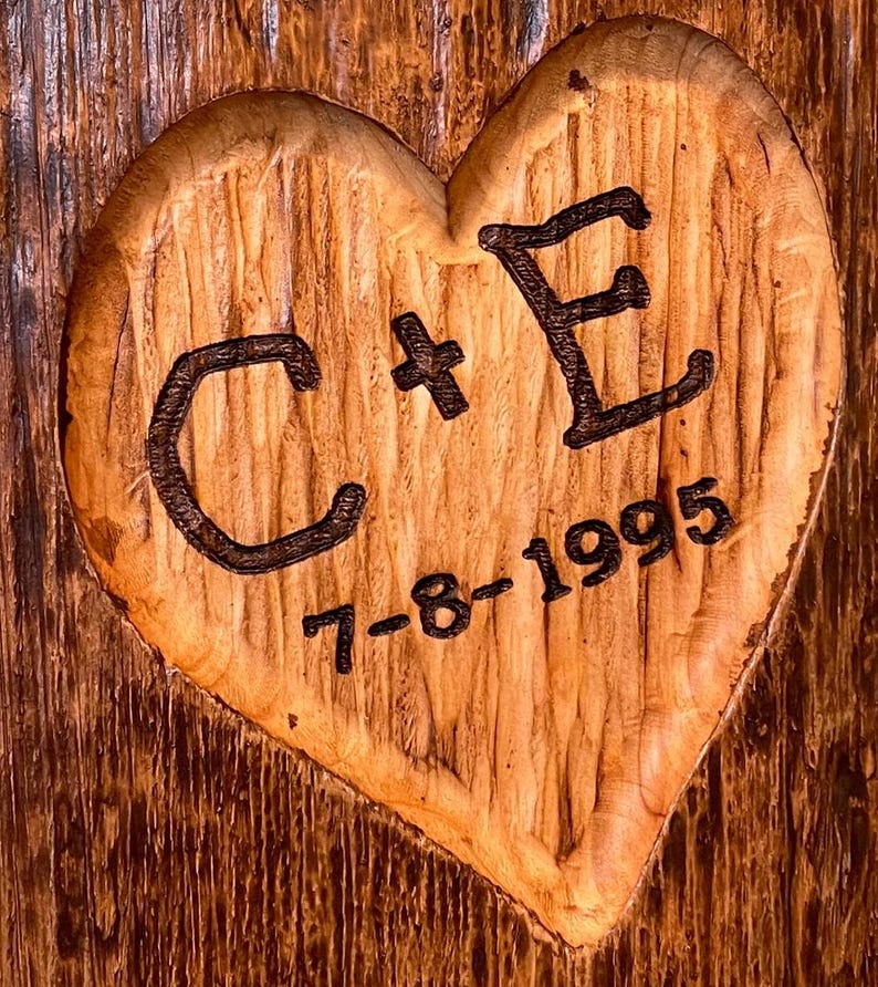 Heart and Initials With Date Carved Into Tree - Etsy