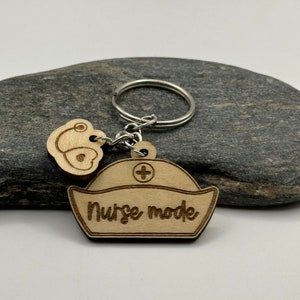 Super Cute Rustic Wood Engraved Nurse Mode Keychain. Gift for Nurse ...