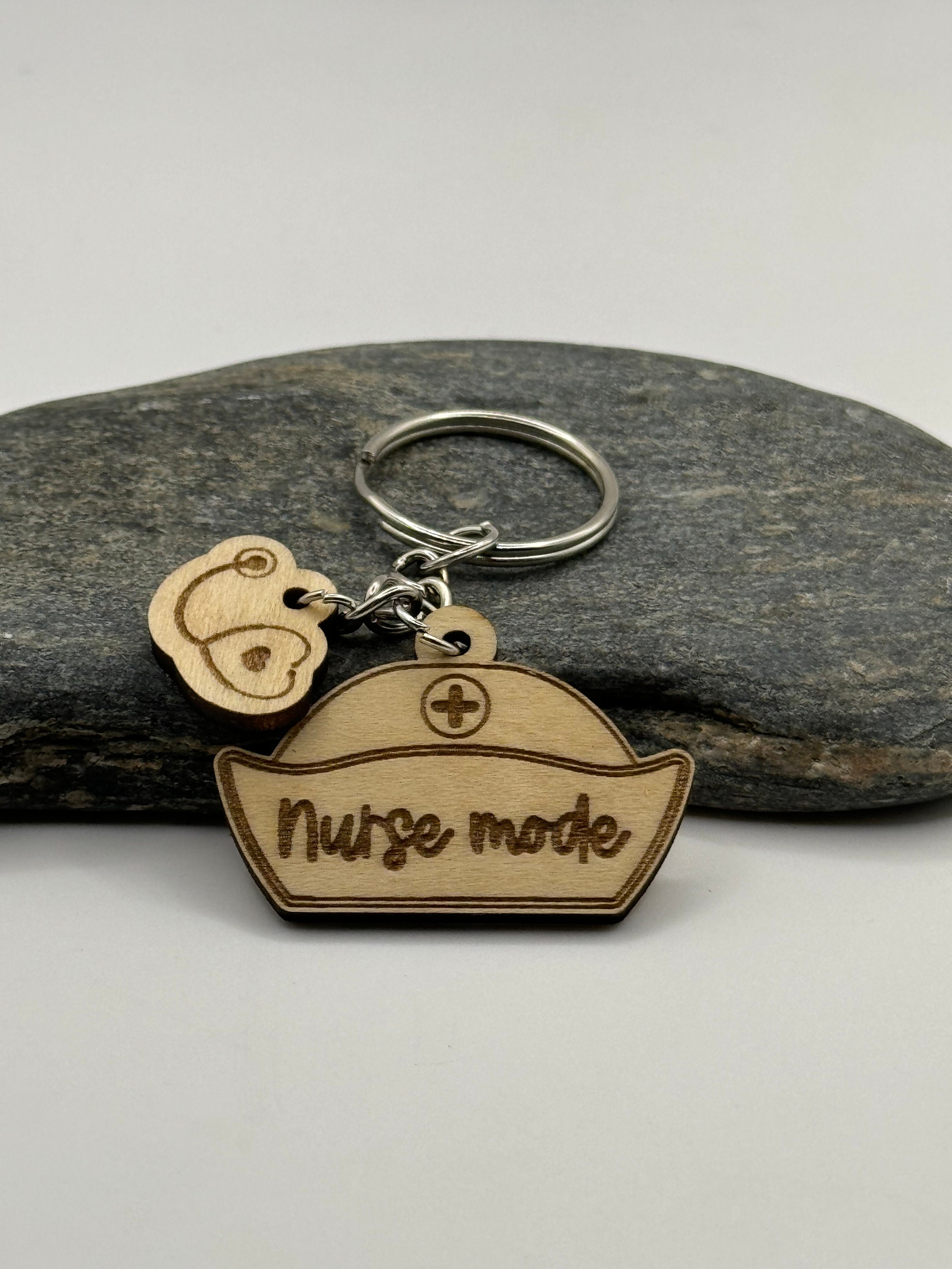 Super Cute Rustic Wood Engraved Nurse Mode Keychain. Gift for Nurse ...
