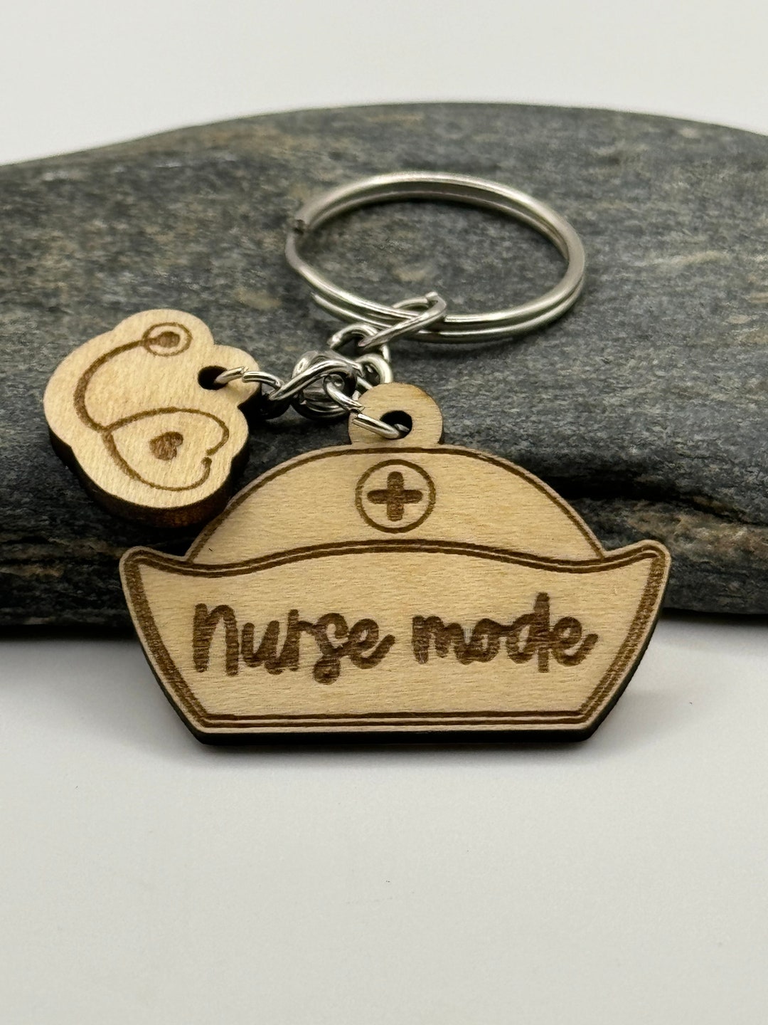 Super Cute Rustic Wood Engraved Nurse Mode Keychain. Gift for Nurse ...