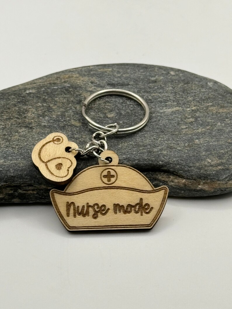 Super Cute Rustic Wood Engraved Nurse Mode Keychain. Gift for Nurse ...