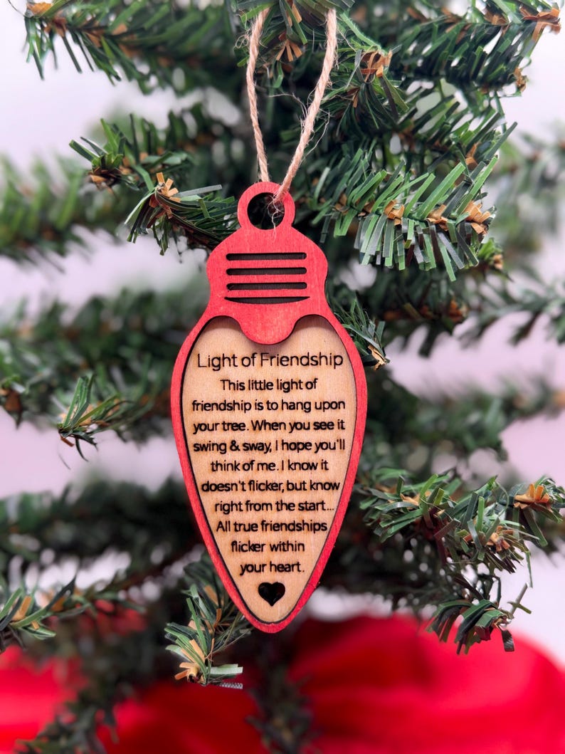 Wood Engraved Bulb Shapes Friendship Christmas Ornament. Christmas Tree ...