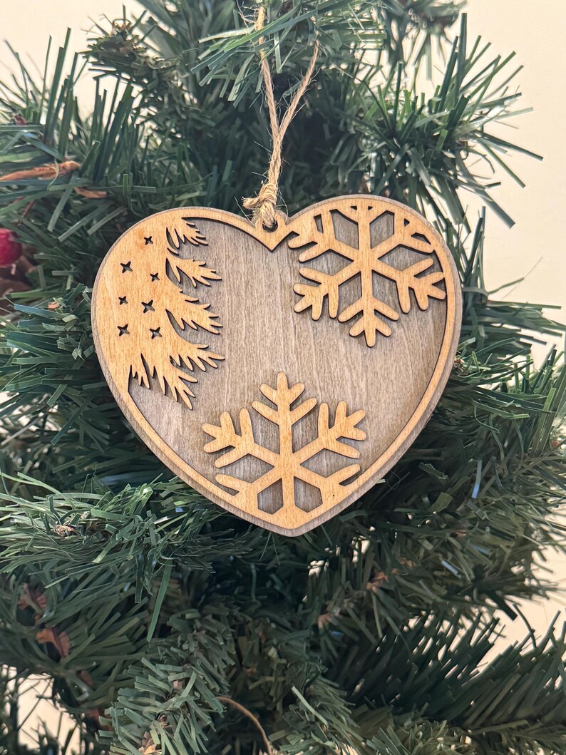Beautiful Two Layer Heart Shaped Christmas Ornament. Holiday Decor Two ...