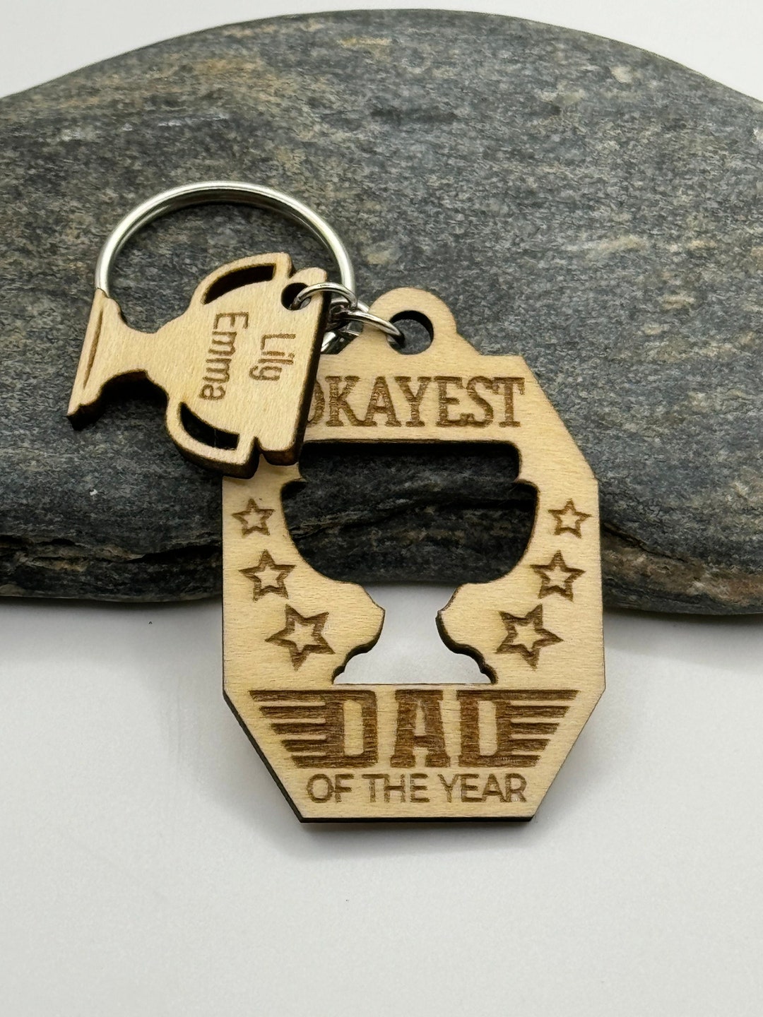 Personalized Okayest Dad of the Yeat Wood Engraved Custom Keychain ...