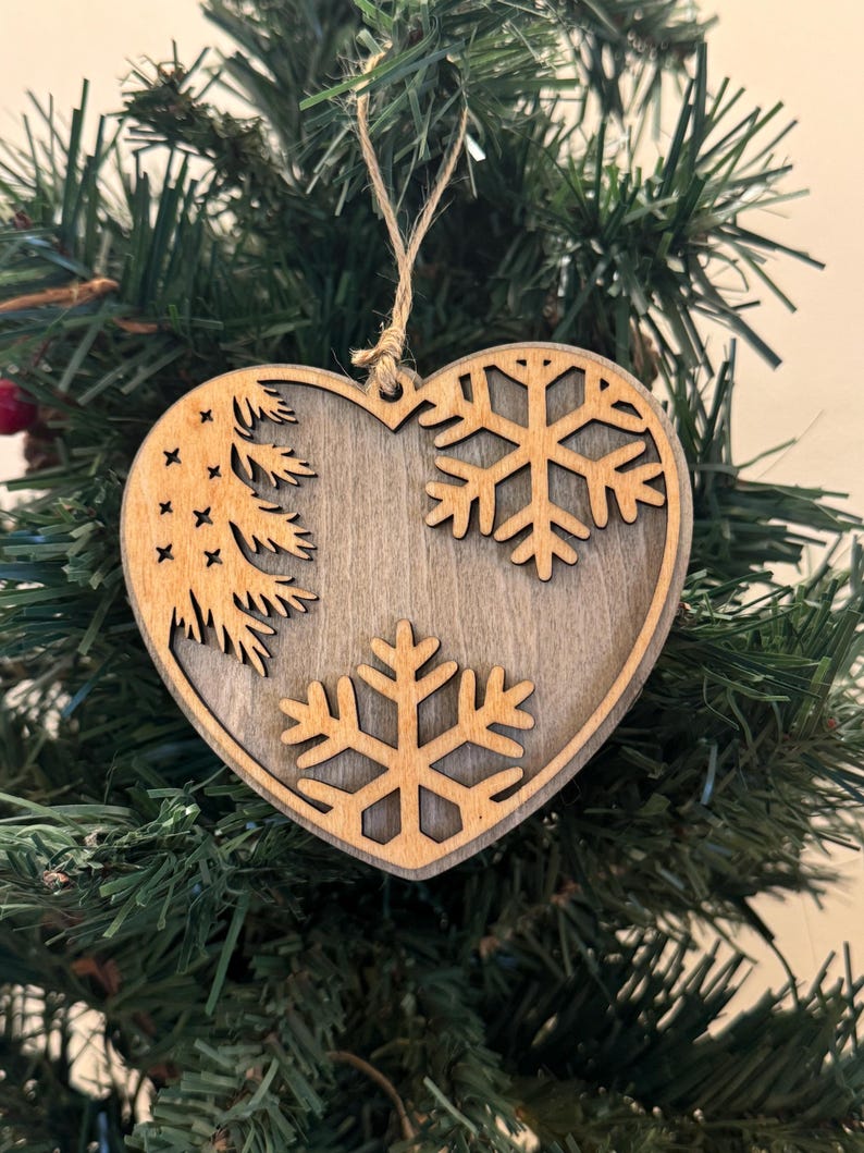 Beautiful Two Layer Heart Shaped Christmas Ornament. Holiday Decor Two ...
