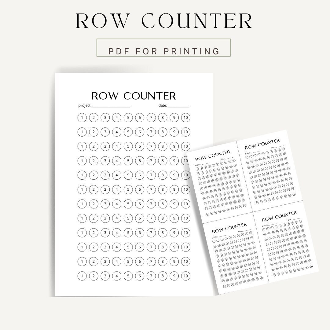 Pdf for Printing, Crocheting Row Counter, Knitting Helper - Etsy