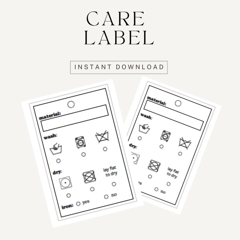 Printable Labels With Washing Instructions, Icons for Self-marking ...